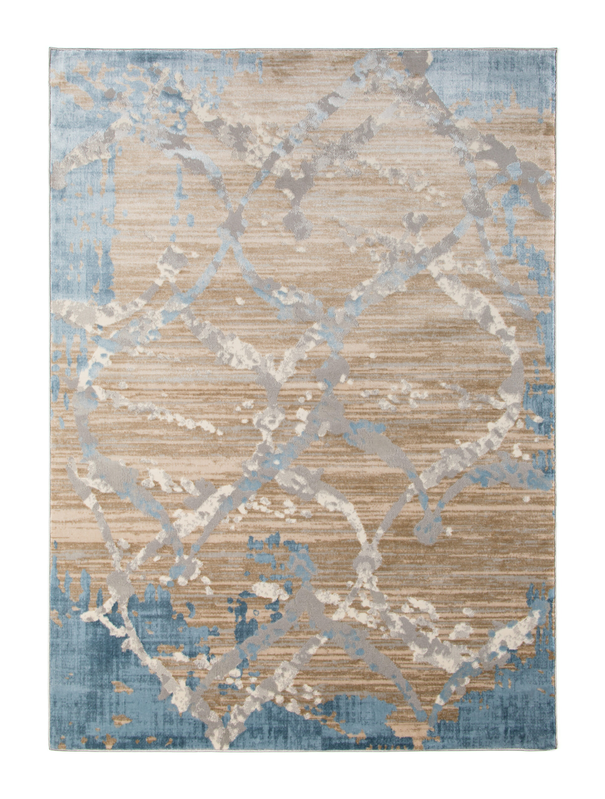 Cream/Blue Aqua Collection Rug - Tampa Bay Mattresses