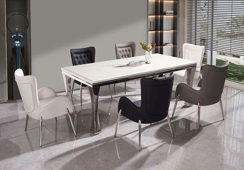 Gandhi Silver/White Dining Table - Tampa Bay Mattresses